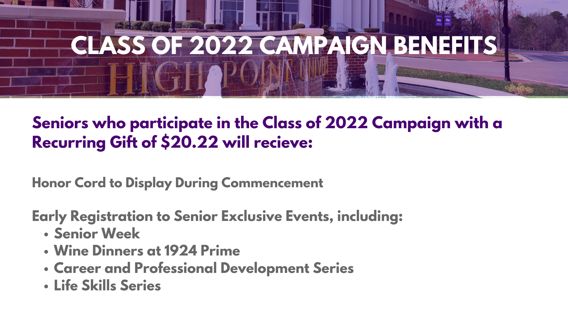 HPU Senior Giving Campaign - High Point University